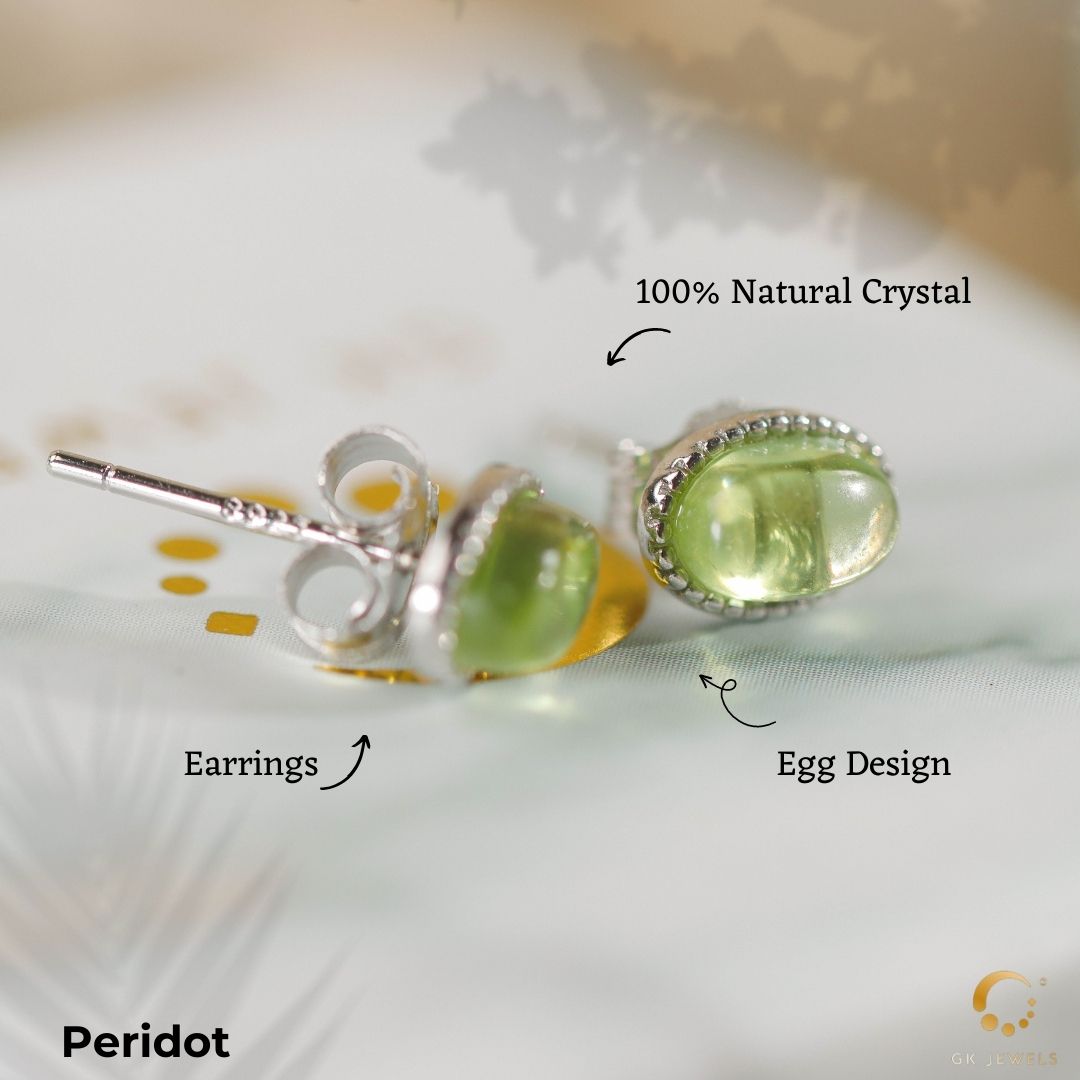 Peridot Egg Stud Earrings - GK Jewels Official Store