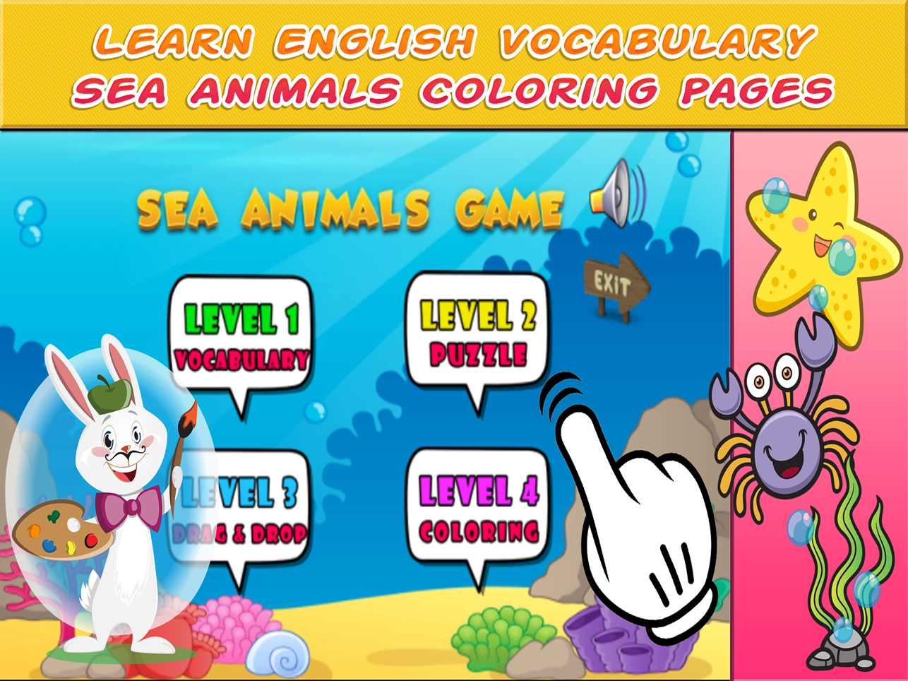 Learn English Vocabulary Sea Animal Coloring Pages | The Puzzle Aisle