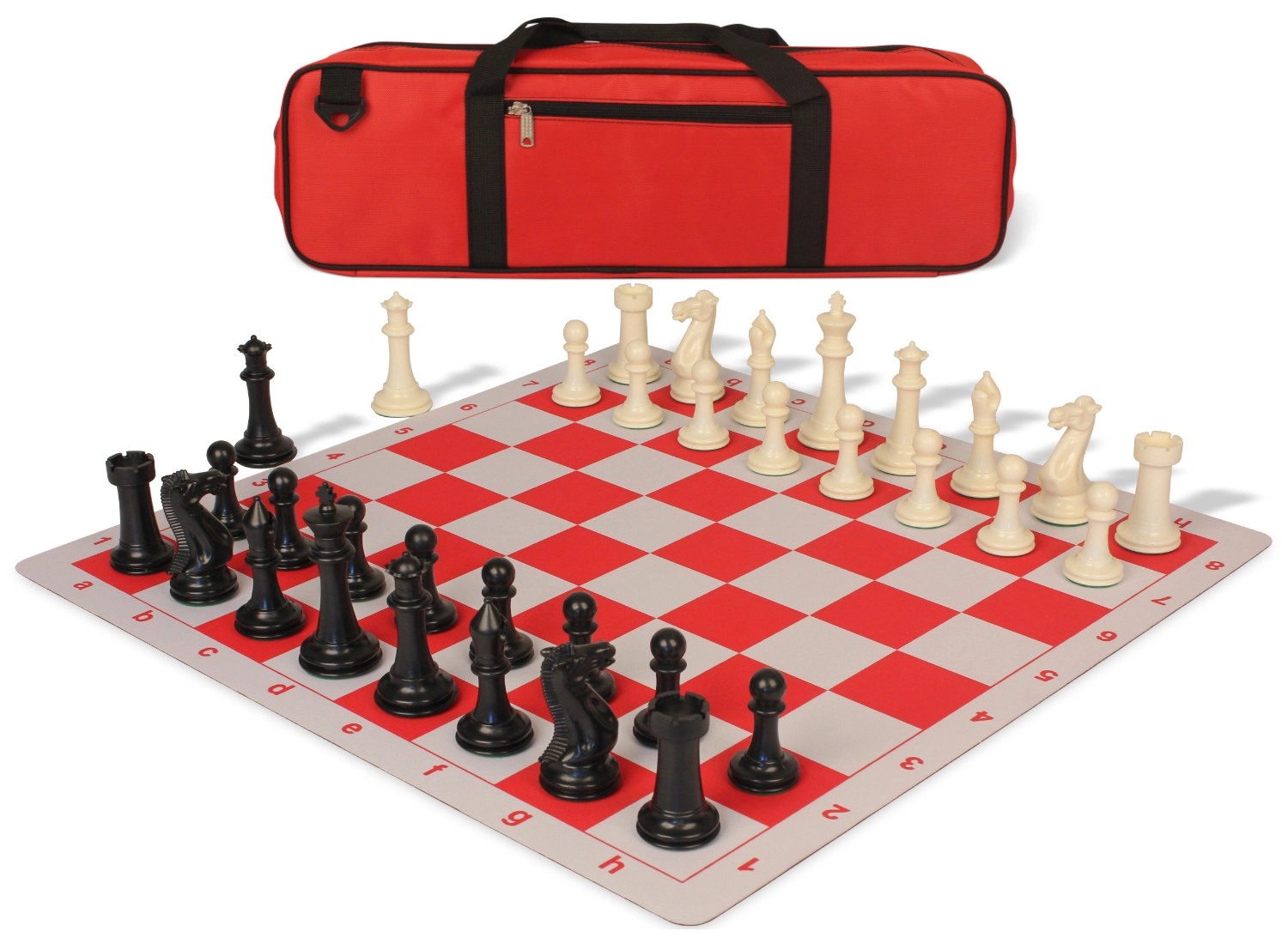 Executive Large Carry-All Plastic Chess Set Black & Ivory Pieces with ...