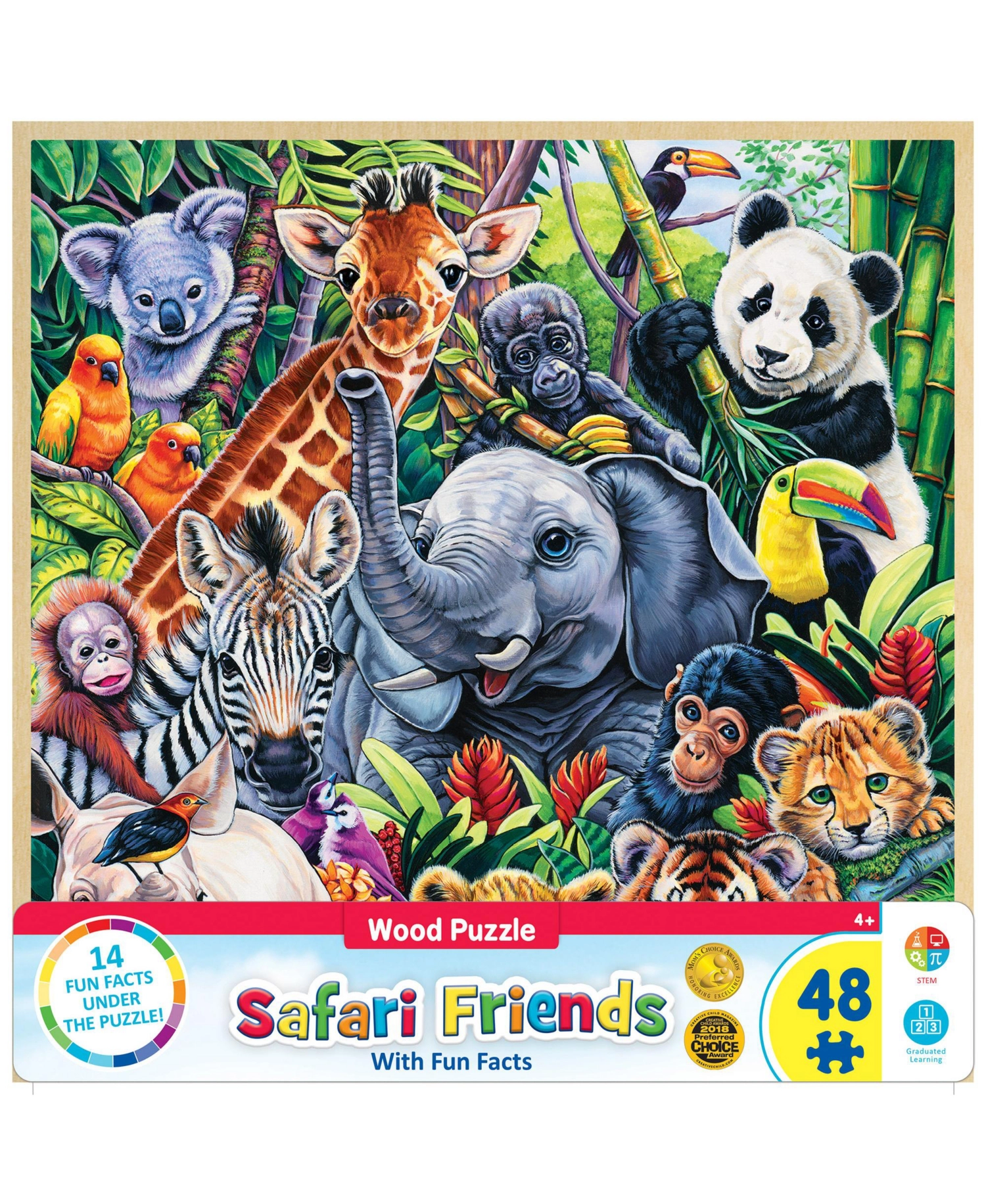 Wood Fun Facts - Safari Friends Wood Puzzle 48 Piece Kids Puzzle | The ...