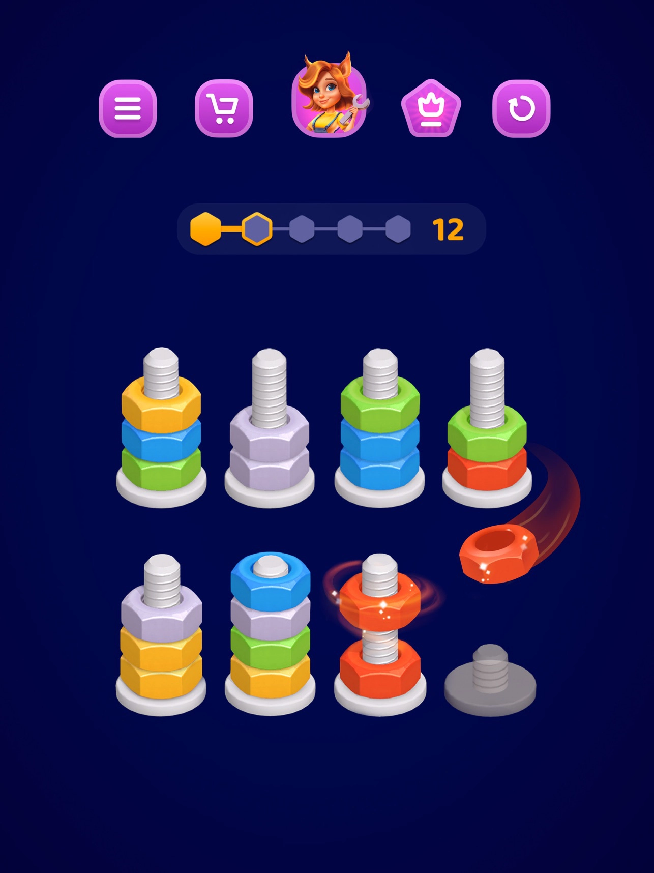 Nuts and Bolts Sort Color | The Puzzle Aisle